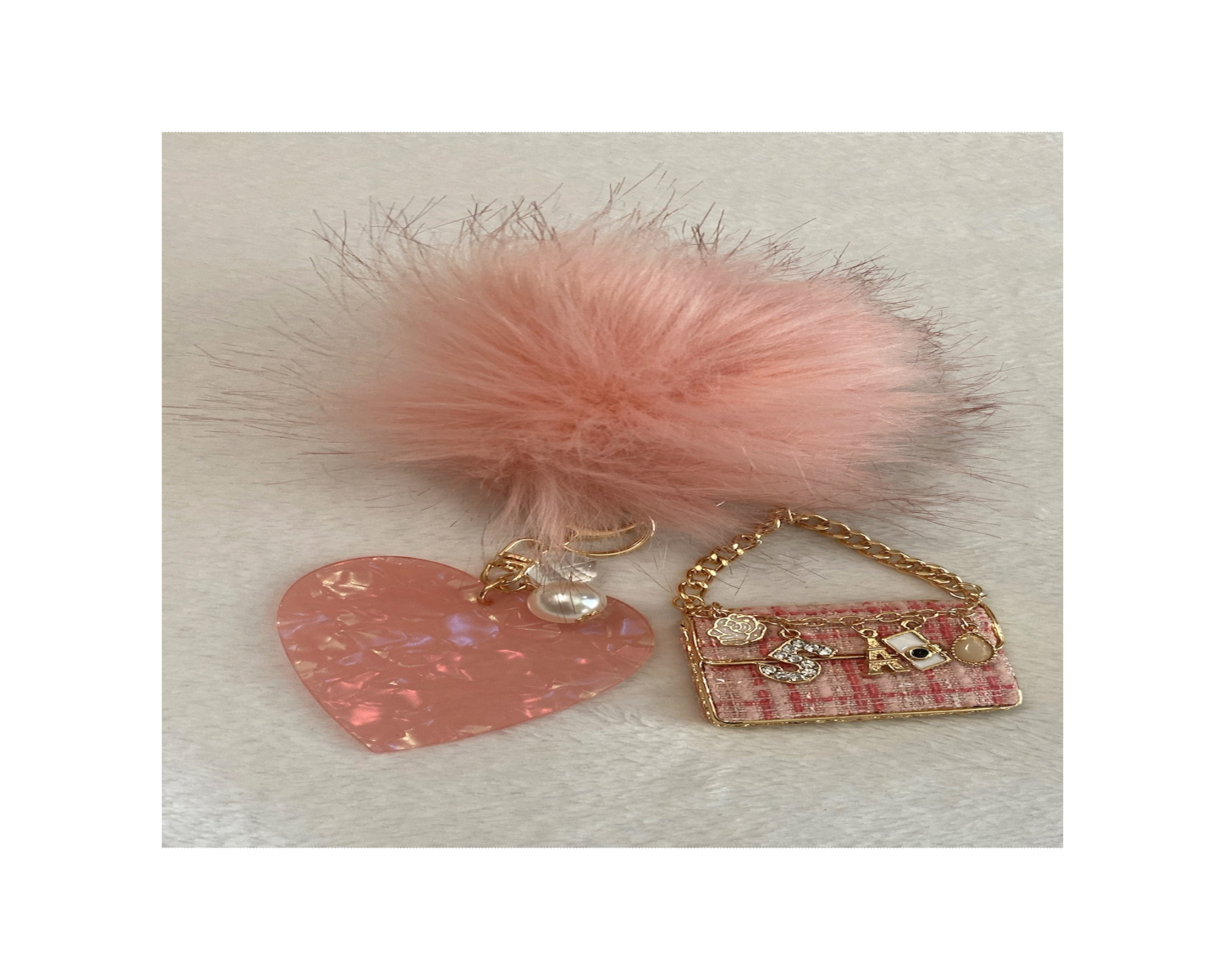 Pink Puff Ball Keychain Set | Drip Angel